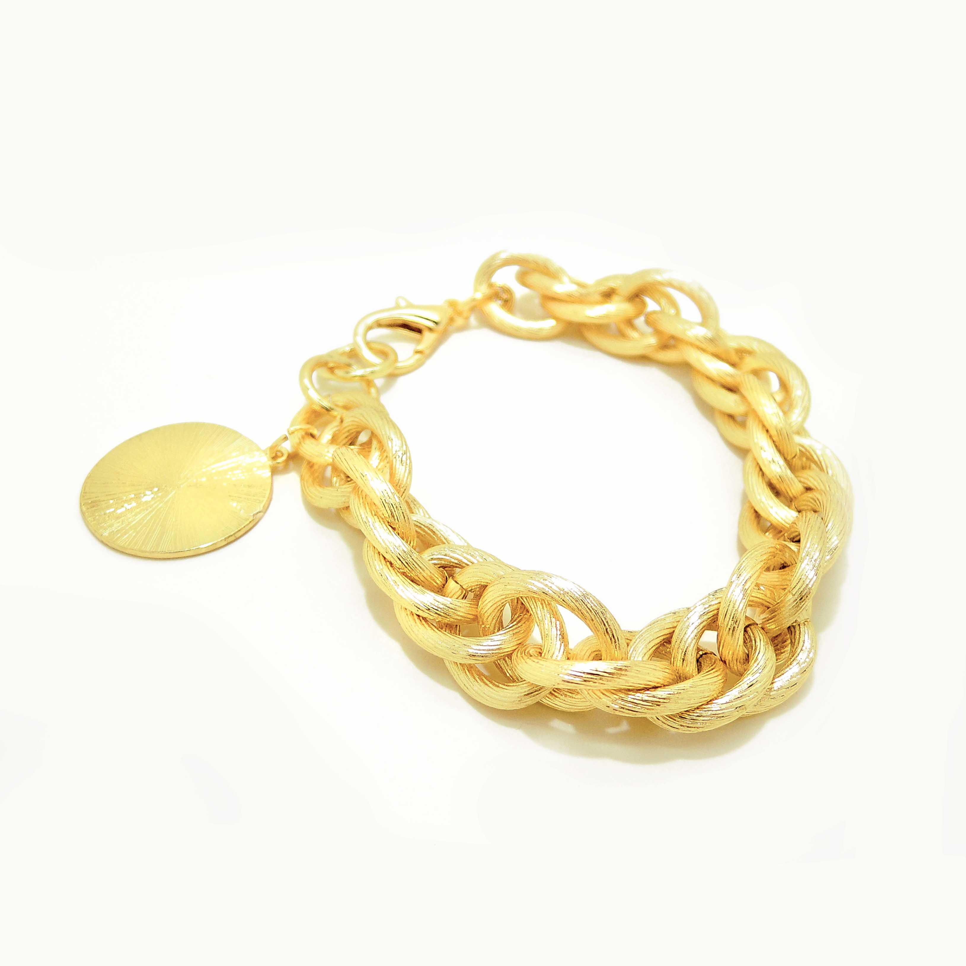 Matted Gold Chunky Chains Bracelet on Luulla