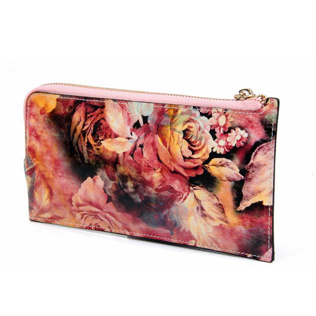 Genuine Leather Pink Roses Oil Painting Purse on Luulla